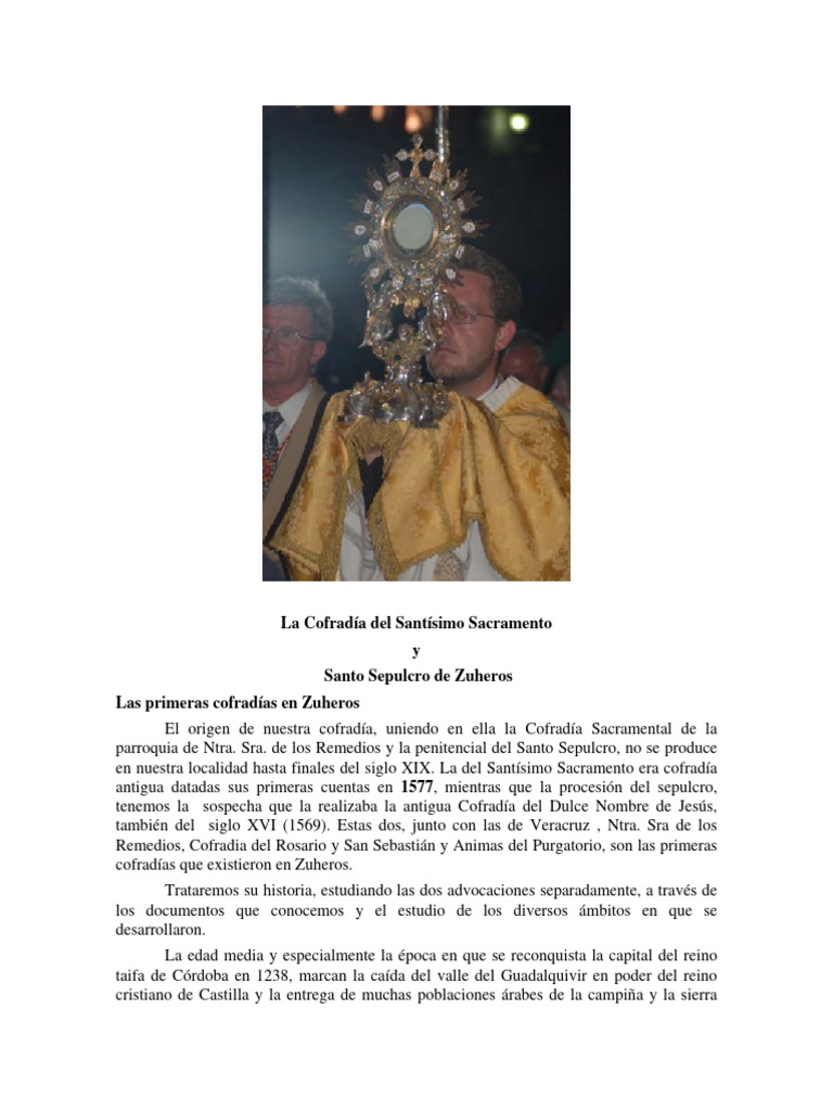 historia_de_la_cofradia_del_santsimo_sacramento | PDF | eucaristía | Iglesia Católica