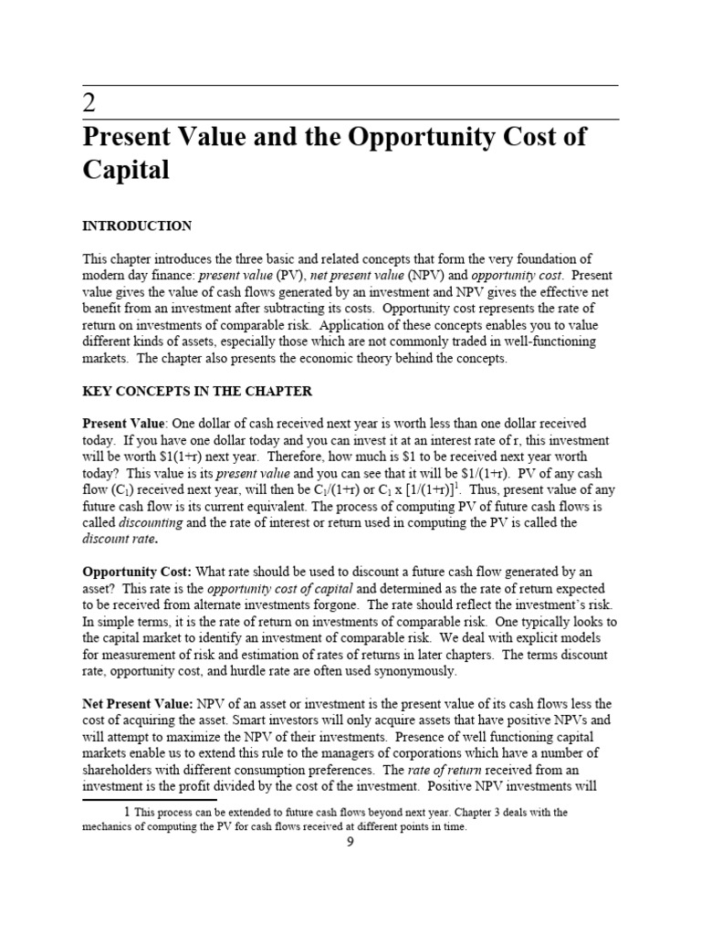 02 Present Value and The Opportunity Cost of Capital | PDF | Net Present Value | Present Value