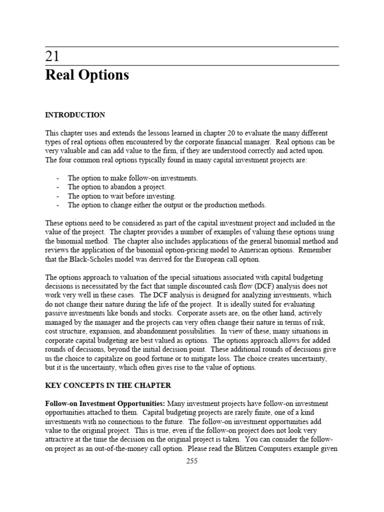 21 Real Options | PDF | Option (Finance) | Black–Scholes Model 21 Real Options | PDF | Option (Finance) | Black–Scholes Model