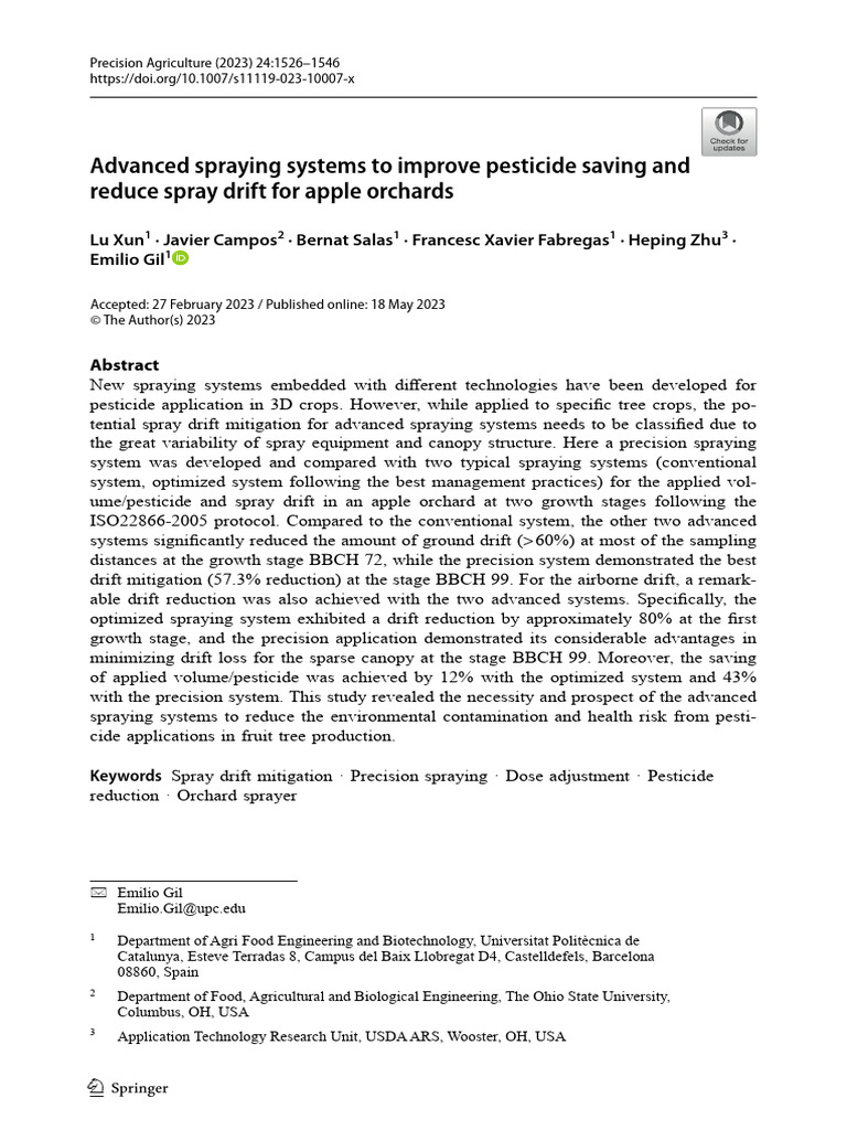 Advanced Spraying Systems for Apple Orchards | PDF | Pesticide