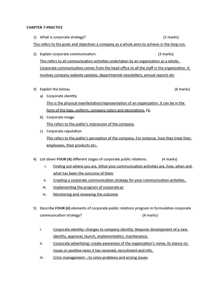 CHAPTER 7-Practice | PDF | Public Relations | Communication