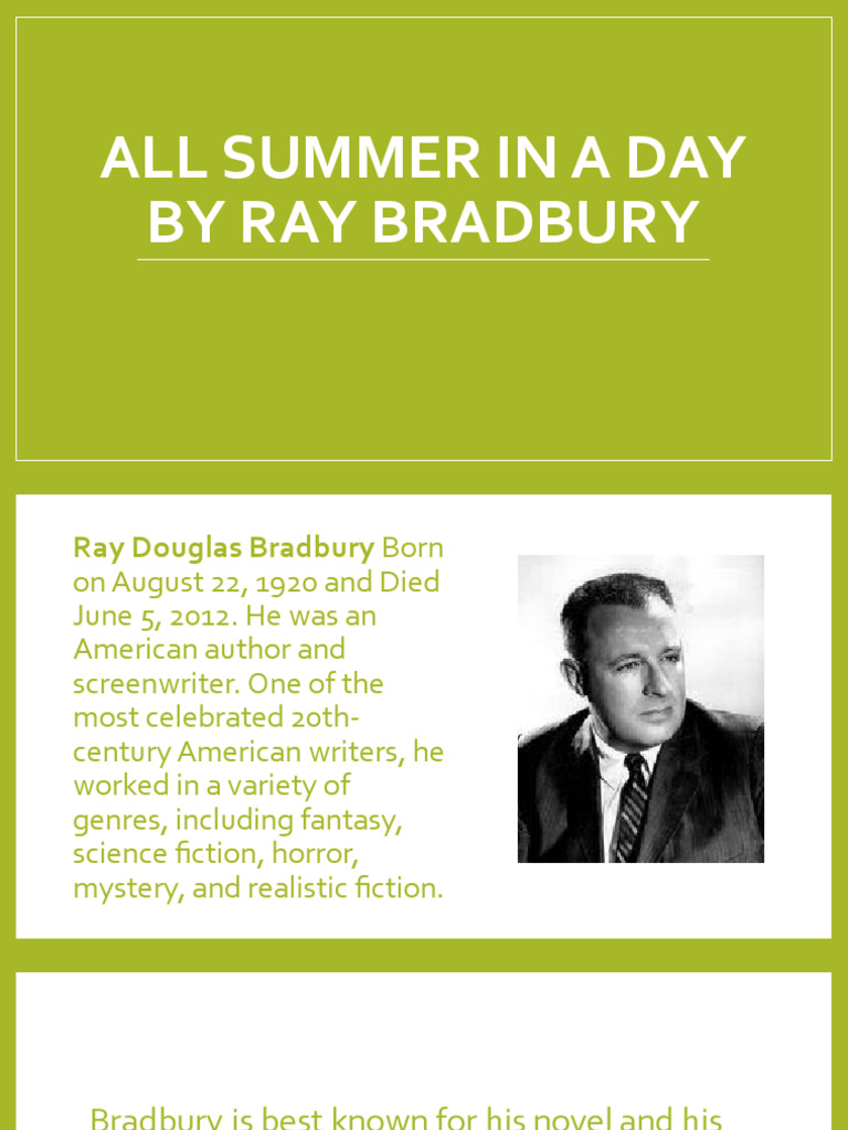 All Summer in A Day by Ray Bradbury | PDF | Young Adult | Classics