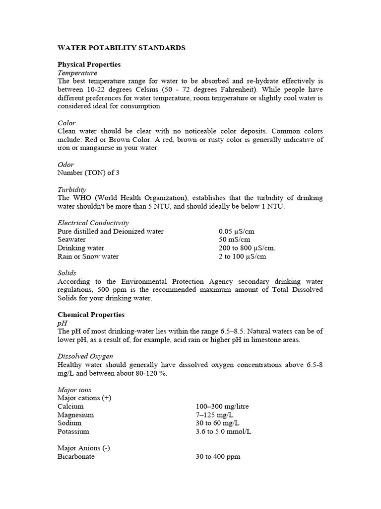 Water Potability Standards | PDF | Water Pollution | Water