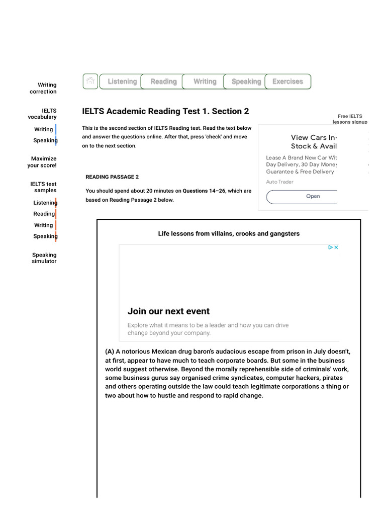 IELTS Academic Reading Free Samples. Sample 1.2 - IELTS-up | PDF ...
