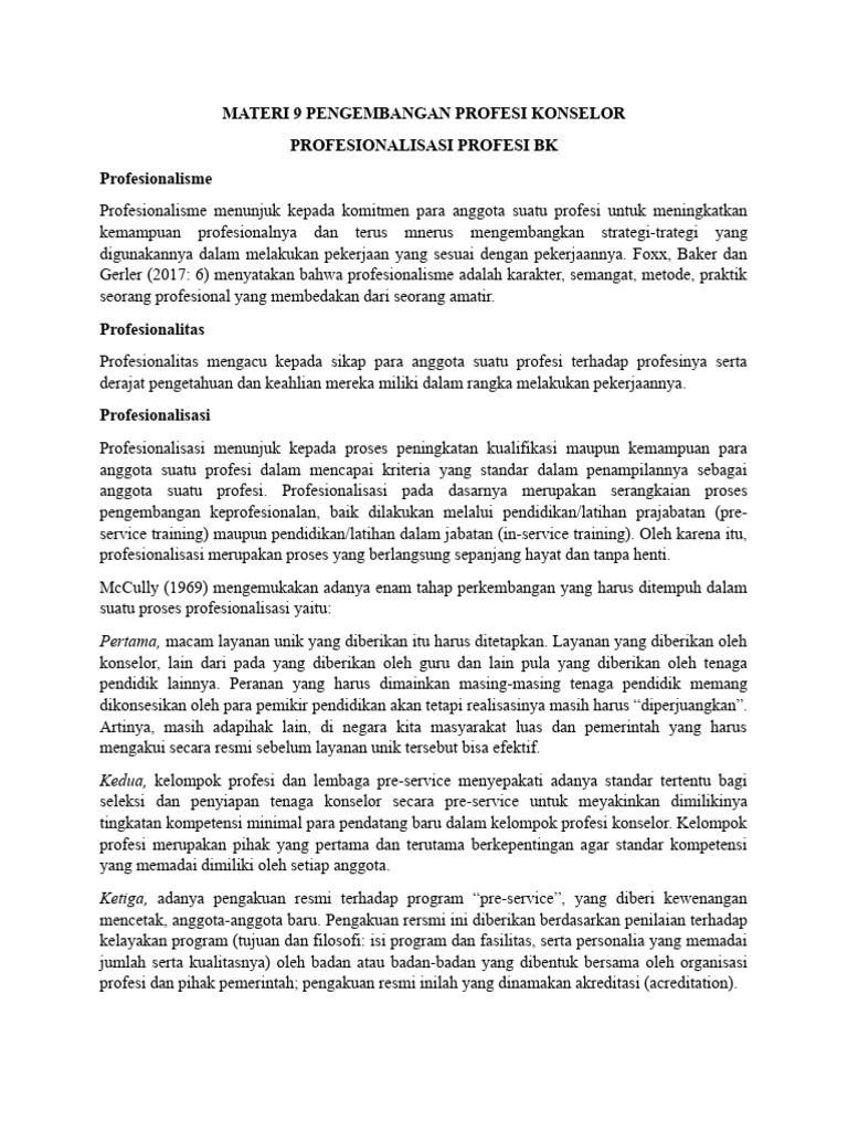 Pengembangan Profesi Konselor | PDF | Karier & Perkembangan