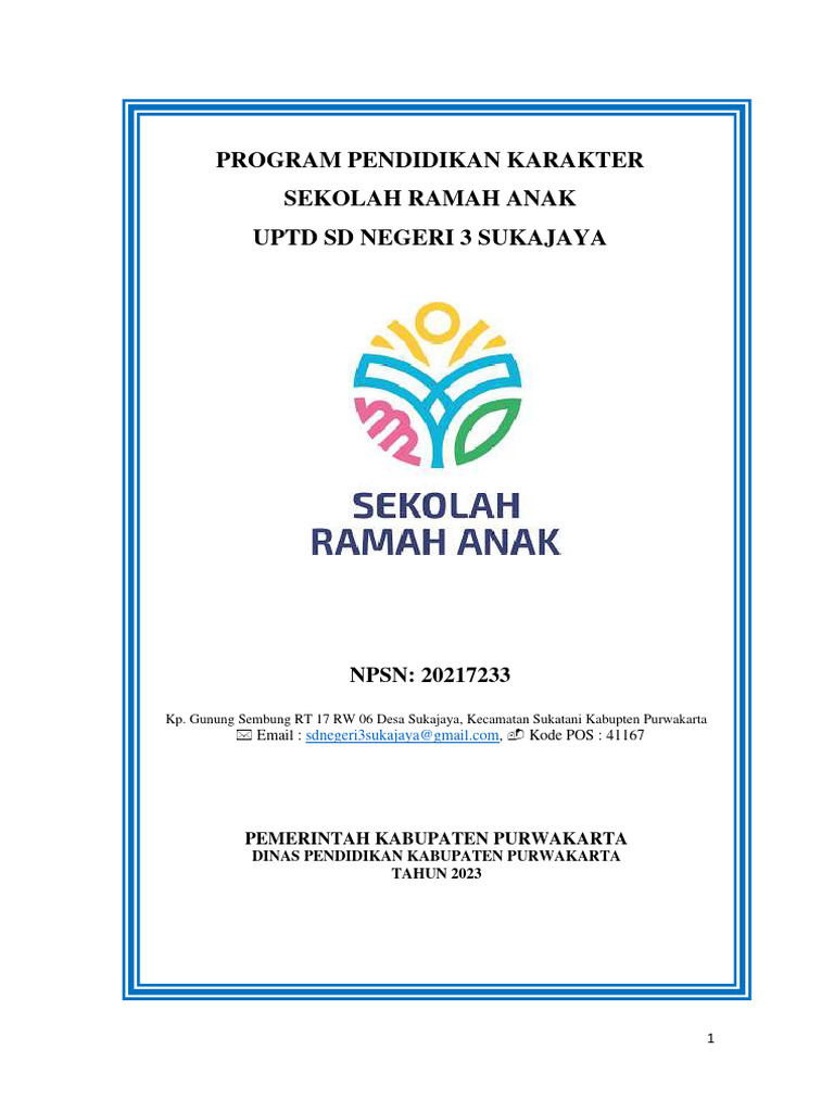 PROGRAM Sekolah Ramah Anak (SRA) SDN 3 Sukajaya | PDF