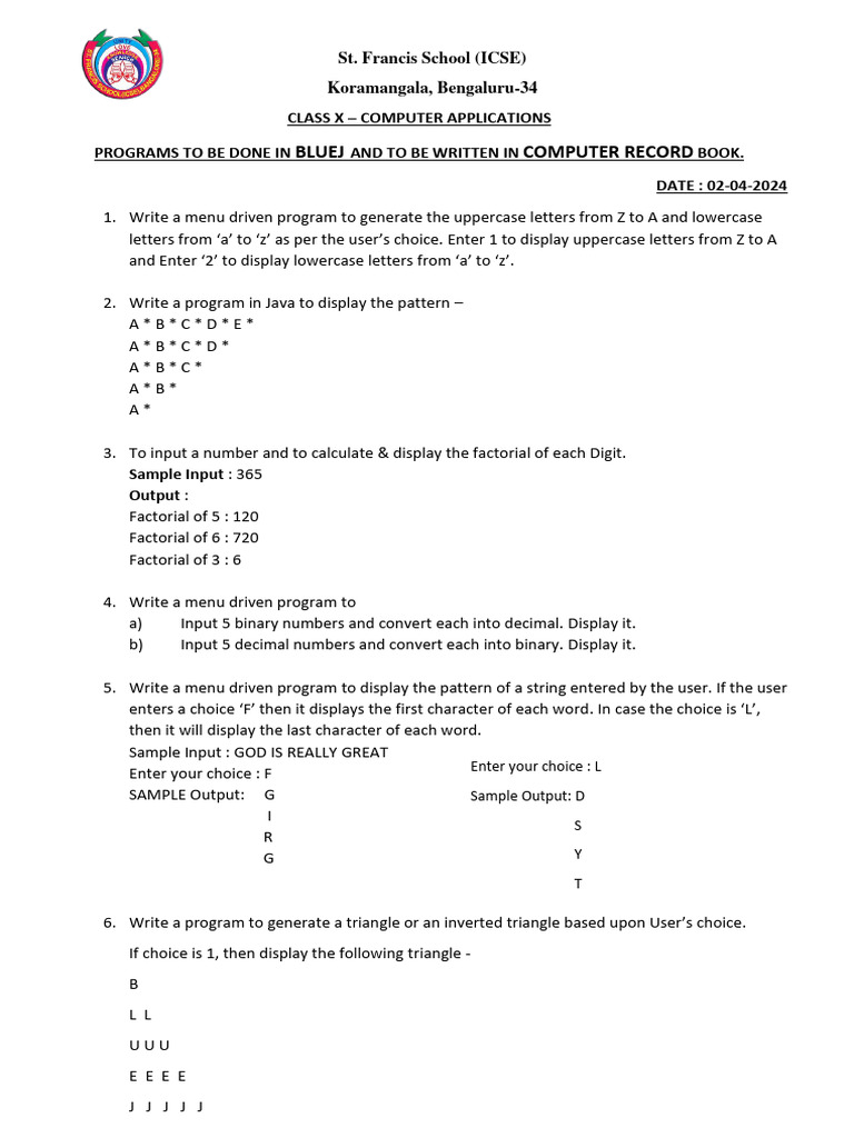 Record book questions CLASS 10 | PDF | Input/Output | Letter Case Record book questions CLASS 10 | PDF | Input/Output | Letter Case