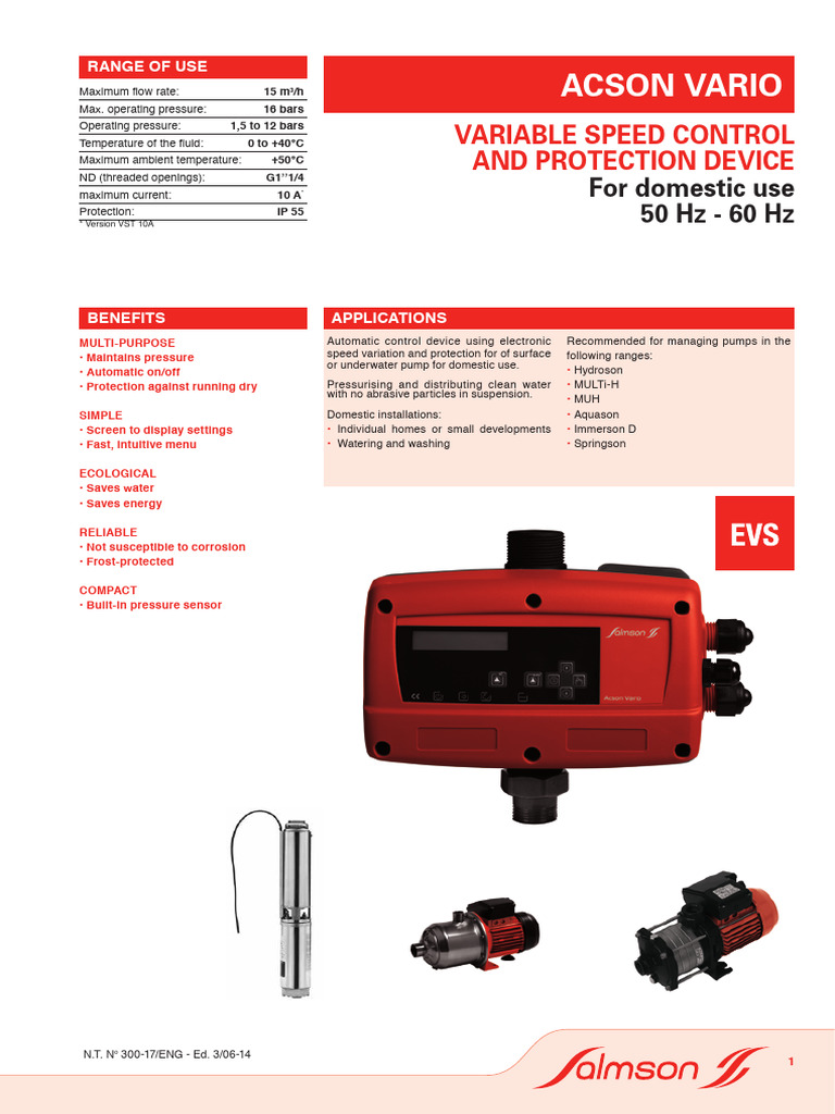 Acsonvario NT Eng 50hz | PDF | Pump | Mains Electricity