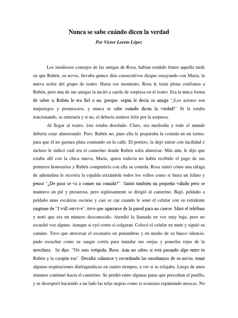 Nunca Se Sabe Cuándo Dicen La Verdad - Por Víctor Loreto López | PDF