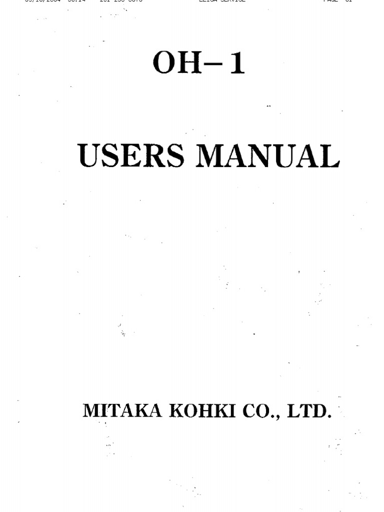 Mitaka Kohki OH1 Surgical Stand User Manual | PDF