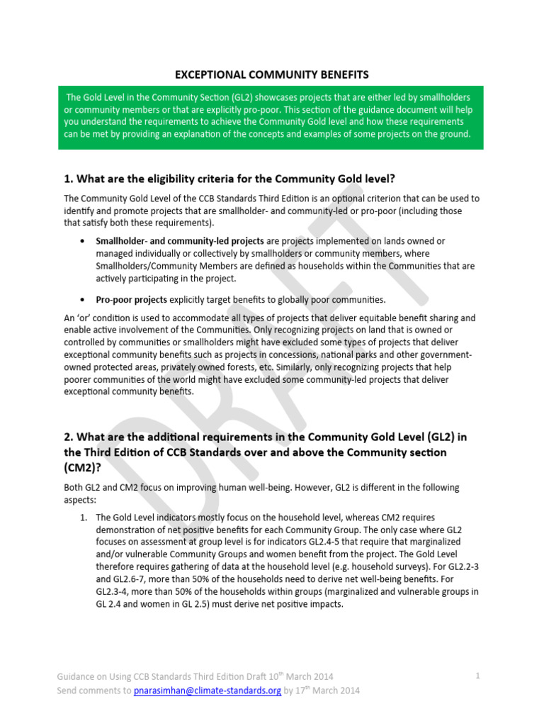 CCB Standards Gold Level Guidance | PDF | Climate Change Mitigation ...