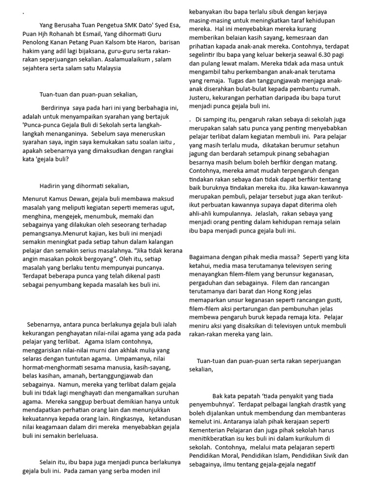 Punca dan Langkah Atasi Gejala Buli | PDF