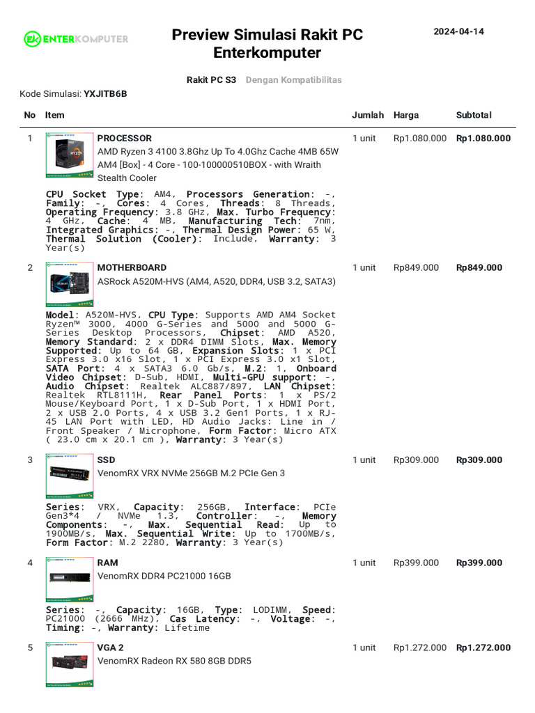 Rakit Pc Minim Budget | PDF | Office Equipment | Computer Science