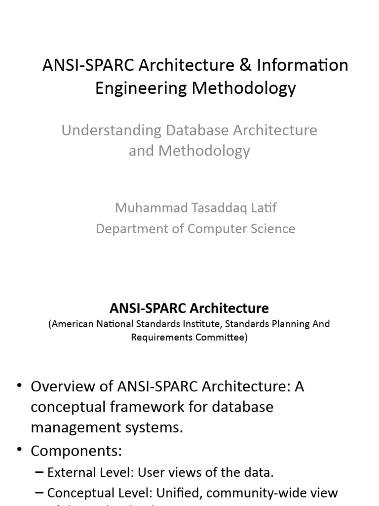 ANSI-SPARC Architecture & Information Engineering Methodology 4 and 5 ...