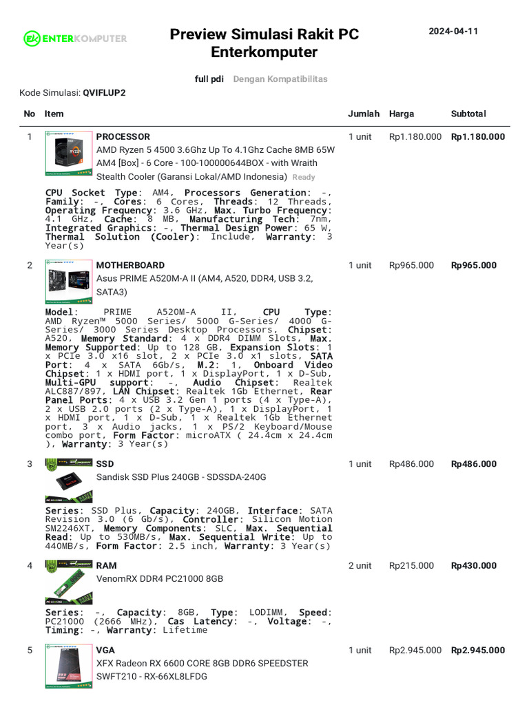 Simulasi - Full Pdi - Enterkomputer Jual Beli Online Komputer, Rakit PC, Termurah & Terlengkap ...