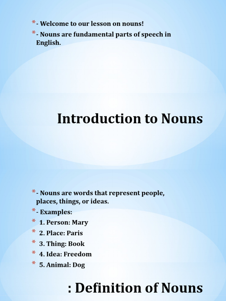 Introduction To Nouns | PDF | Noun | Plural