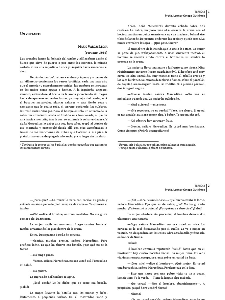 Mario Vargas Llosa Un Visitante | PDF