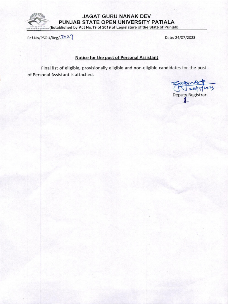 Notice and List of PA - 0001 | PDF