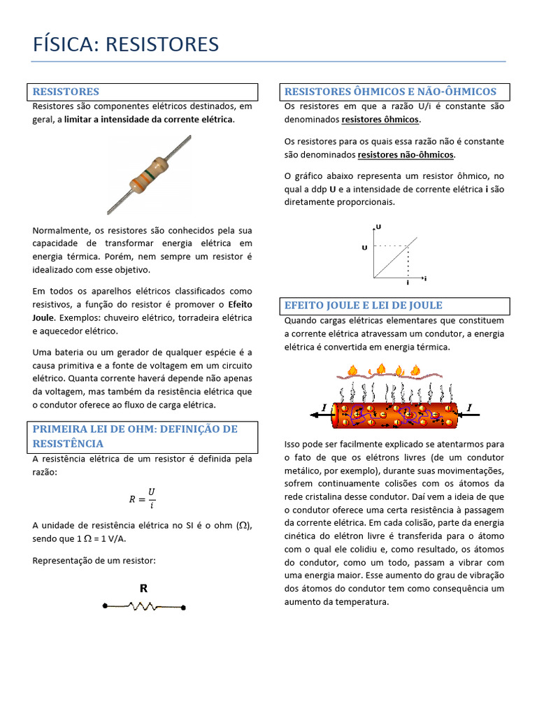 Fc3adsica 3 Eletricidade 07 Resistc3aancia Elc3a9trica1 1 | PDF | Resistência elétrica e ...