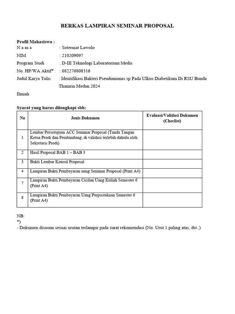 Urutan Berkas Lampiran Seminar Proposal | PDF