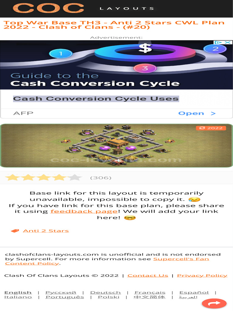 Best Anti 2 Stars War Base TH3 2022 - Town Hall Level 3 CWL Base - (#20) | PDF