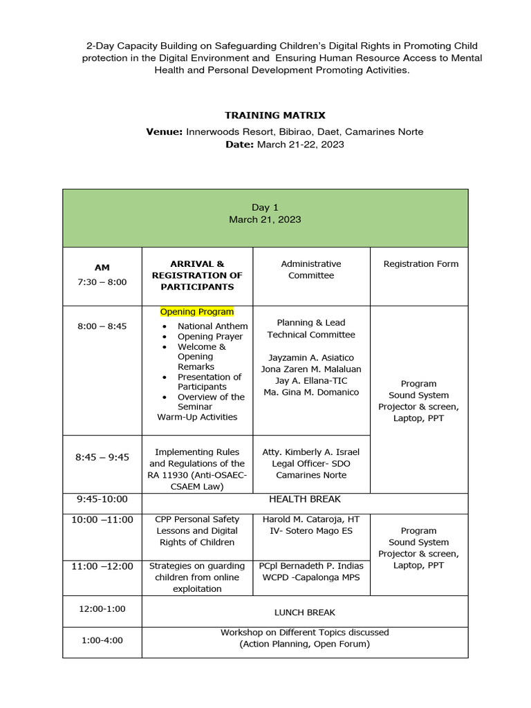 Gad 2024 Matrix | PDF | Justice | Crime & Violence