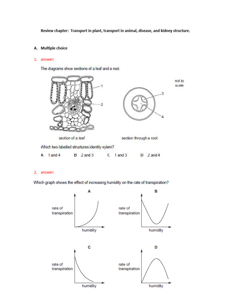 Review Chapter Transport in Plant, Animal, Kidney | PDF
