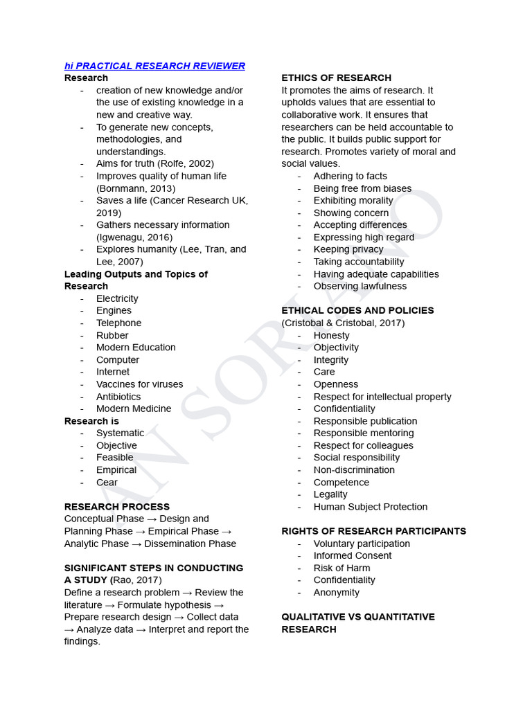Practical Research 1 Reviewer | PDF | Qualitative Research | Citation