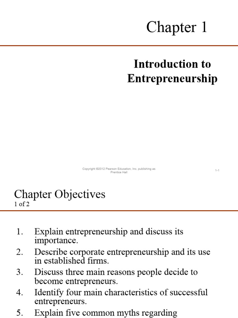 Chapter 1 - Introduction To Entrepreneurship | PDF | Entrepreneurship ...