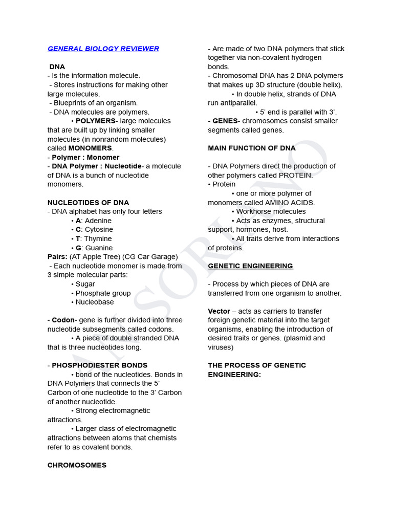 General Biology 2 Reviewer | PDF | Dna | Phylogenetic Tree