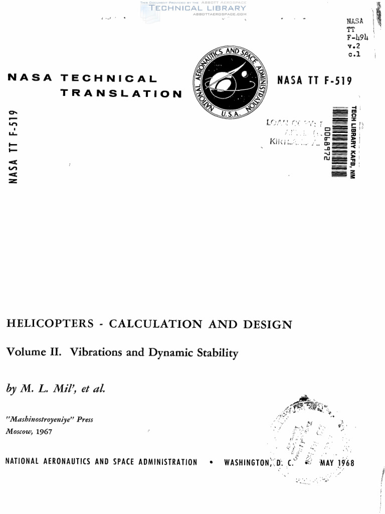 NASA-TT-F-519 Helicopters - Calculation and Design - Vol II; Vibrations ...