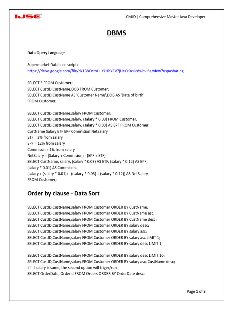 CMJD Class Note 02 - Database Management Systems | PDF | Databases | Data