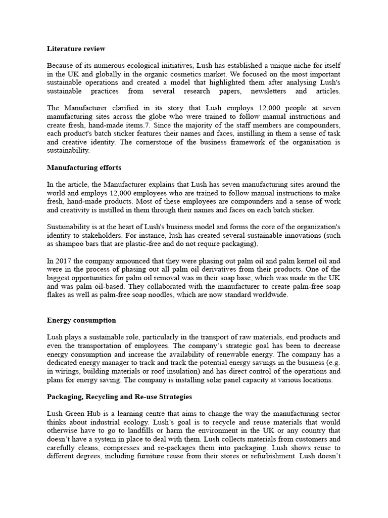 Literature Review Lush | PDF | Reuse | Recycling