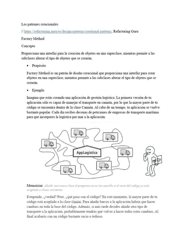 Los patrones creacionales exp | PDF | Objeto (informática) | Método (programación de computadora)