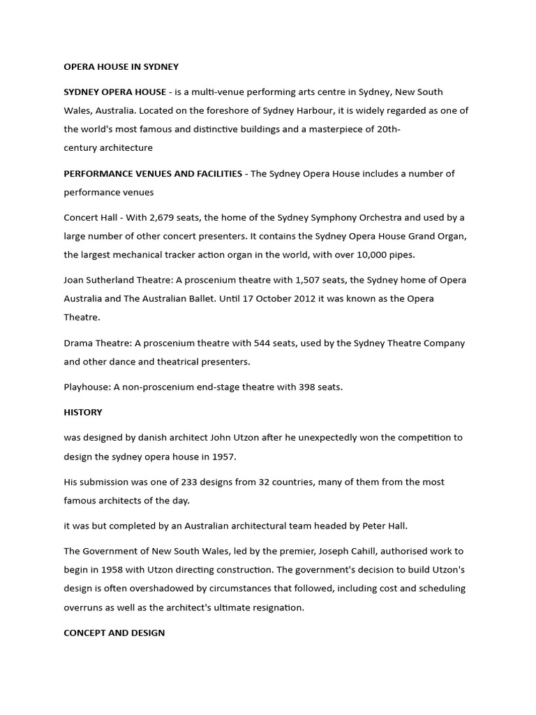 Sydney Opera House: History & Design | PDF