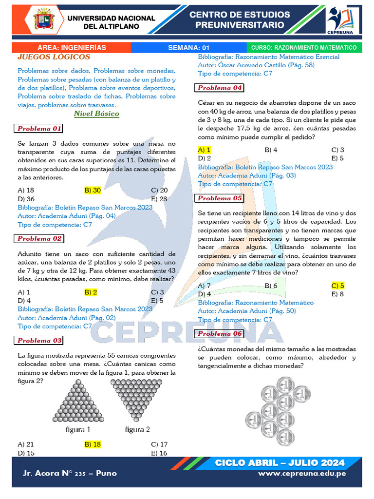 Ingenierías - RM - Semana 01 | PDF