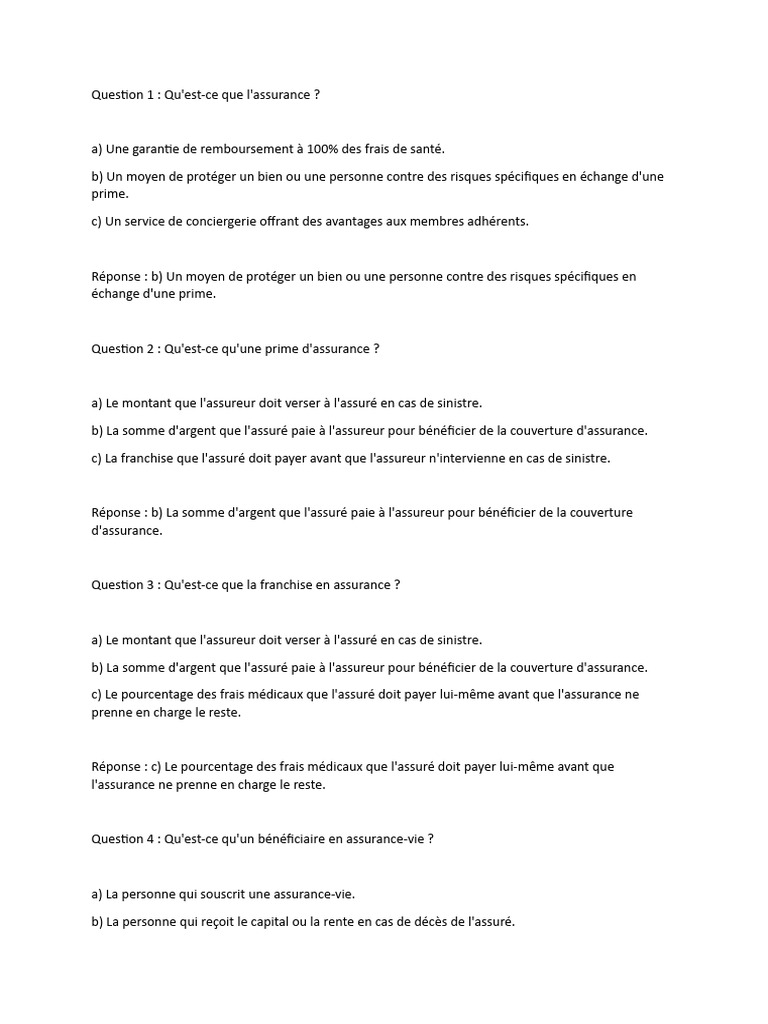 Questions clés sur l'assurance vie | PDF | Assurance | Assurance vie