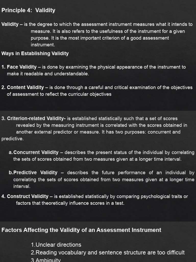Assessment of Learning Lecture | PDF | Validity (Statistics ...