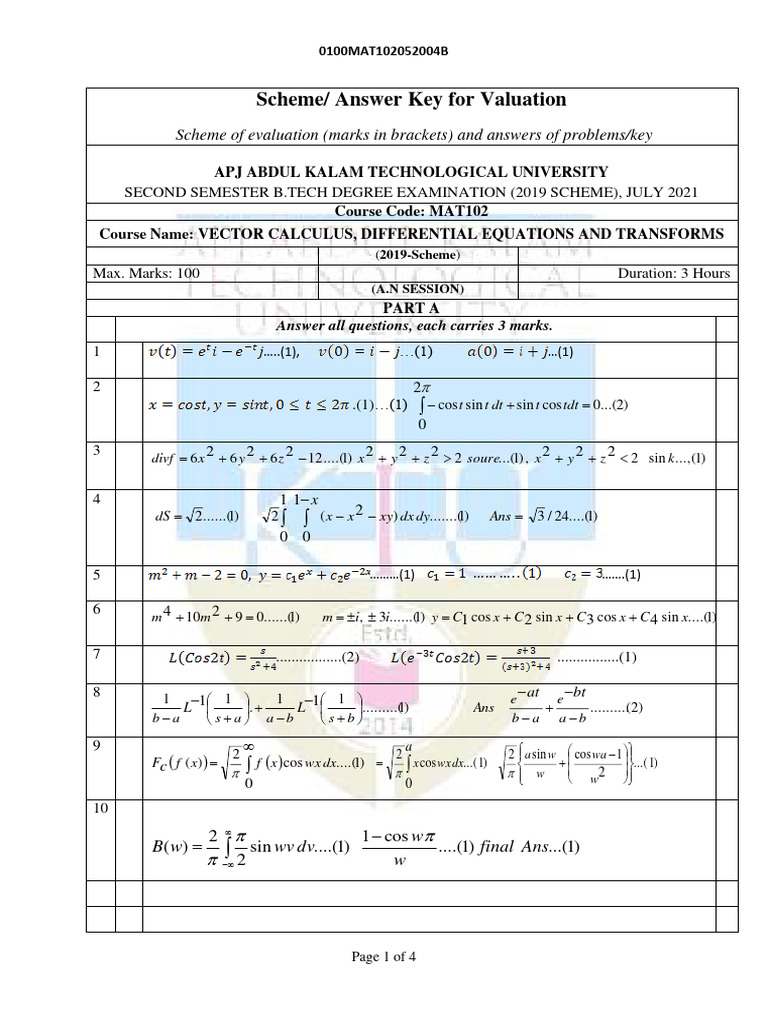 Mat102 - Scheme-A-2021 | PDF | Functions And Mappings | Applied Mathematics
