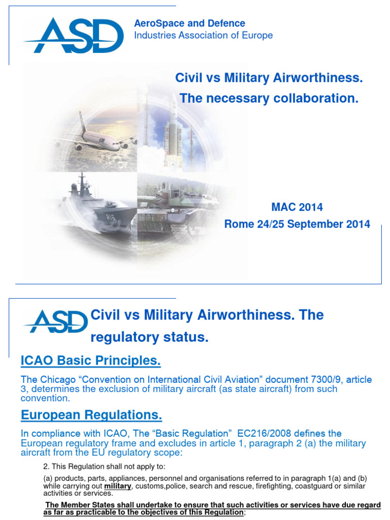 6 Civil Vs Military Airworthiness Asd v2 | PDF | European Union