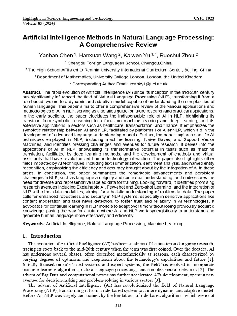 AI Methods in Natural Language Processing | PDF | Artificial ...