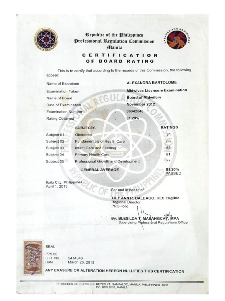 BARTOLOME, ALEXANDRA Board Rating | PDF