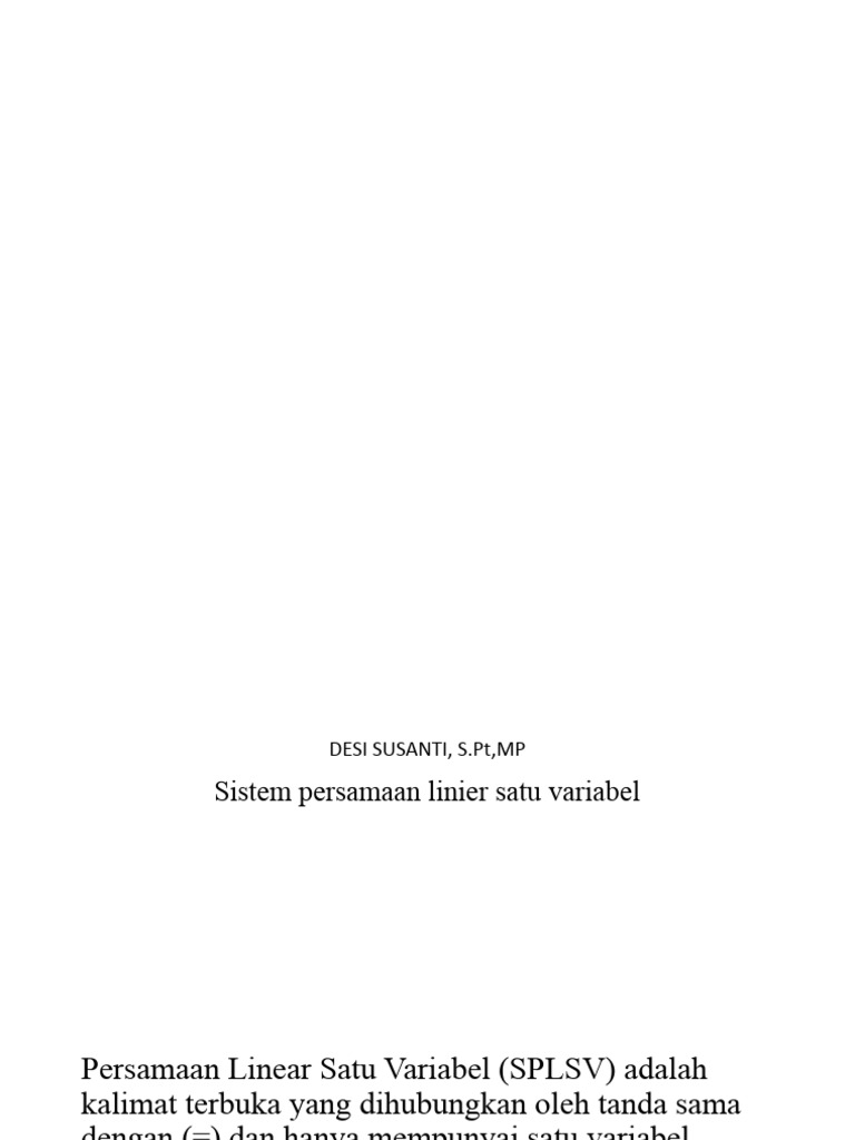 Sistem Persamaan Linear Satu Variabel | PDF