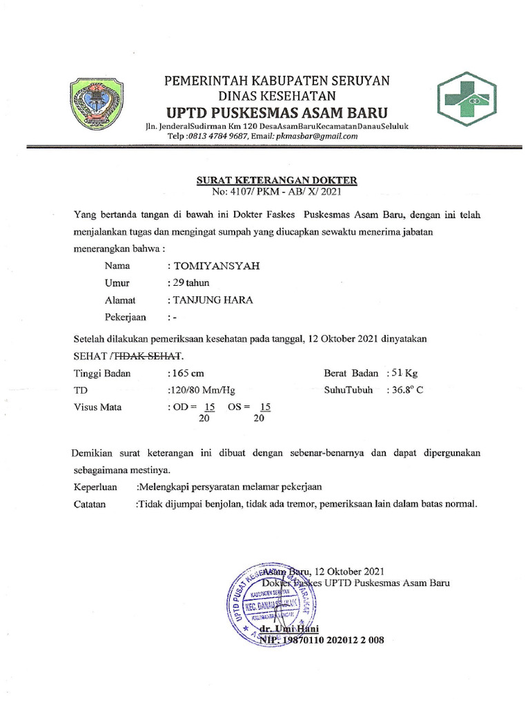 Surat Keterangan Dokter Pdf