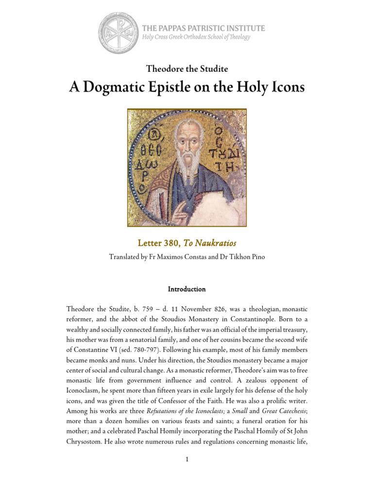 Theodore the Studite on Holy Icons | PDF | Jesus | Religious Belief And ...