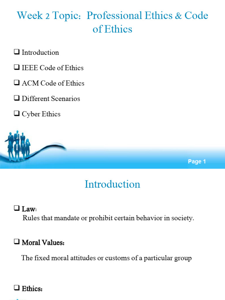 Week 2 (Professional Ethics & Code of Ethics) | PDF | Software ...