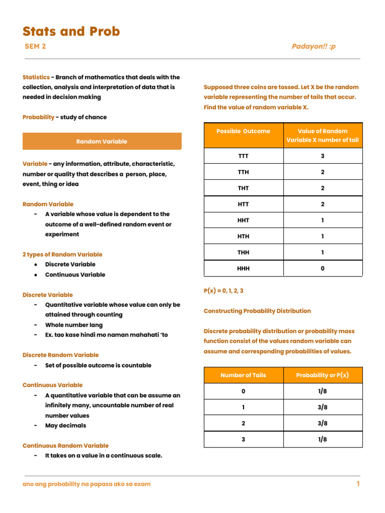 Stats and Probability Reviewer | PDF | Estimator | Probability Distribution