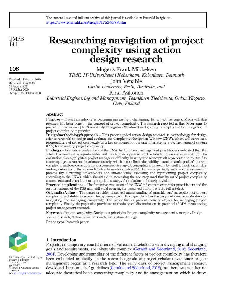 Researching Navigation of Project | PDF | Complexity | Methodology