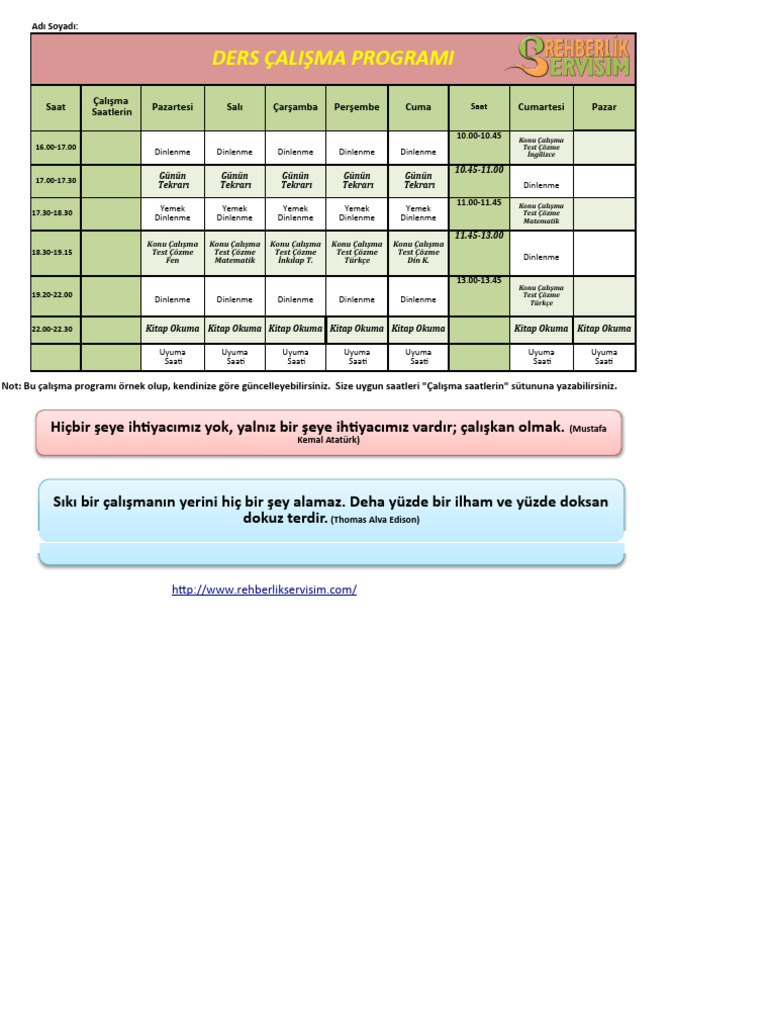 26213304_8.-SINIF-DERS-CALISMA-PLANI | PDF
