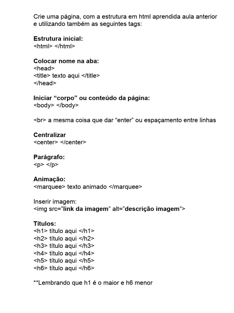 Atividade HTML 3 | PDF